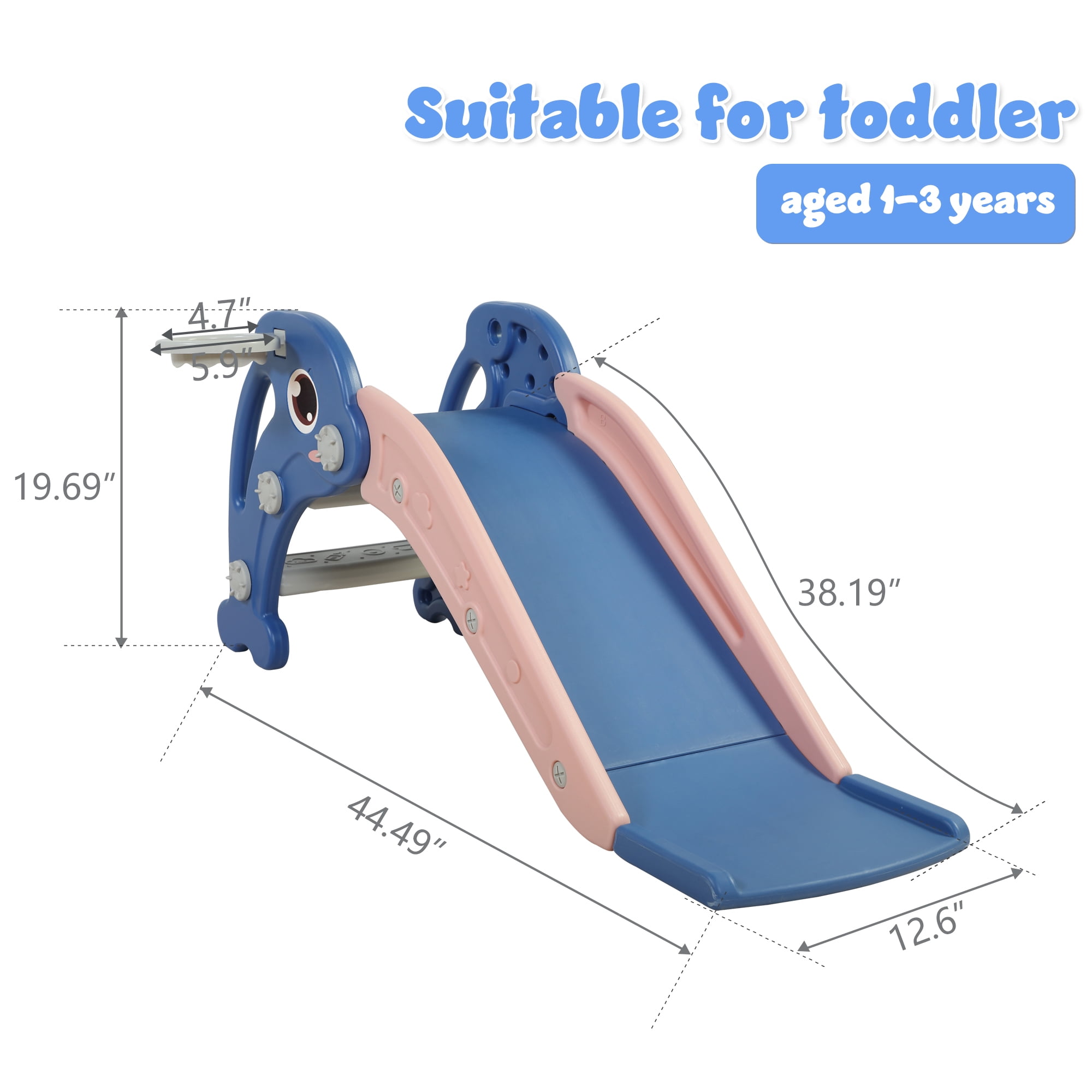 3 in 1 Toddler Slide Plastic Kids Slide with Climb Stairs, Basketball ...