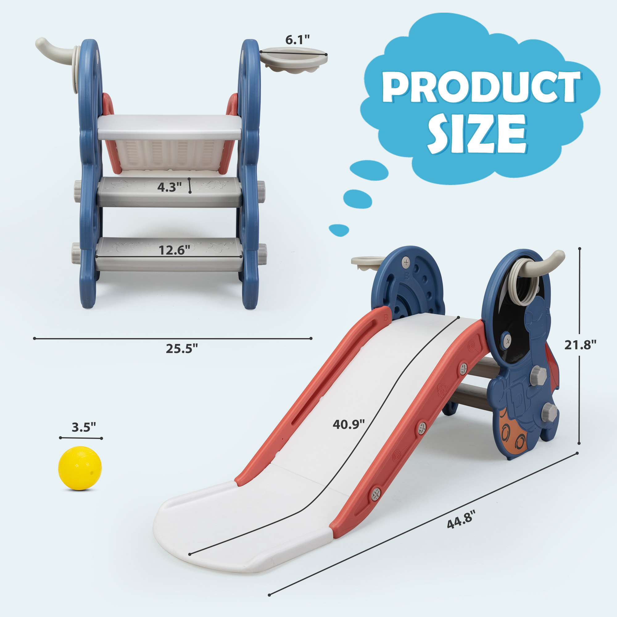 Kids Slide for Toddlers Age 1-3 Indoor Baby Plastic Slide Outdoor ...